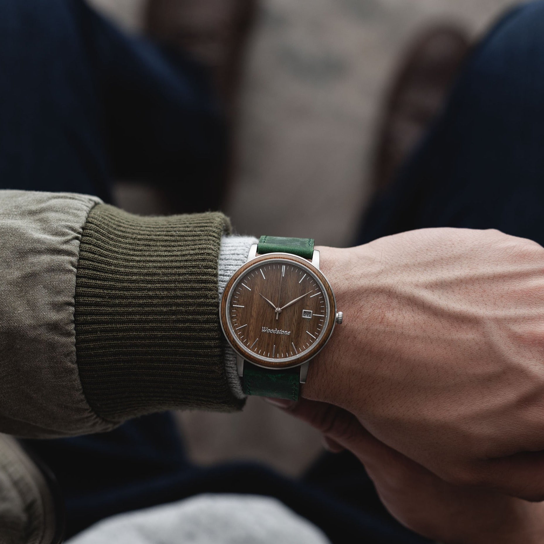 Florence Green Sandalwood - Silver Wooden Watch - Woodstone